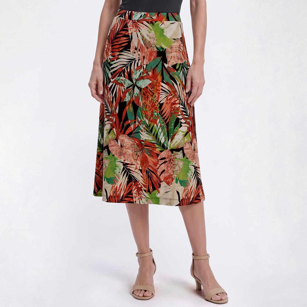 Click here for Womens Kasper Pull On Tropical Leaf Midi Skirt prices
